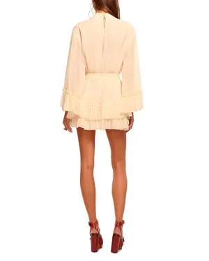 Ramy Brook Claudia Ruffle Tie Waist Mini Dress - Bone