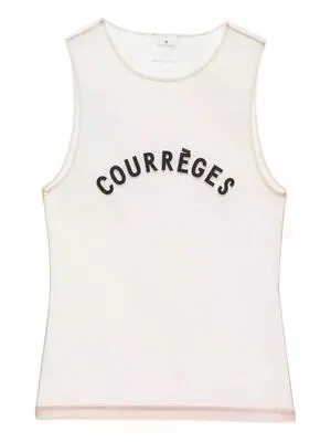 COURREGES Logo-print Tulle Top