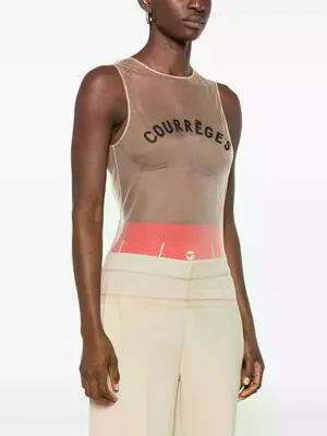 COURREGES Logo-print Tulle Top