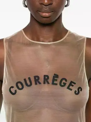 COURREGES Logo-print Tulle Top