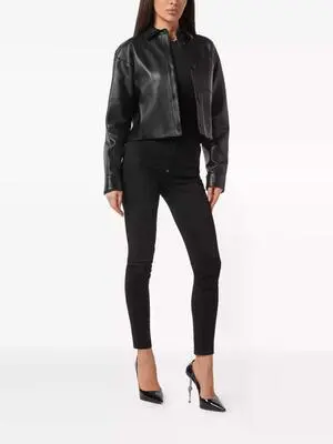 Philipp Plein Leather Cropped Shirt