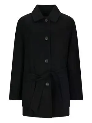 Max Mara Lembi Belted Buttoned Coat - Black