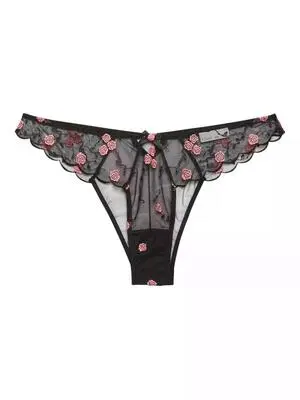 Fleur Du Mal Embroidery Scallop-edge Thong - Black