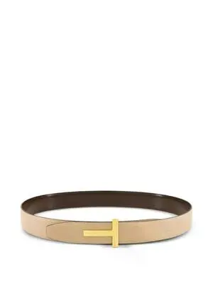 TOM FORD Reversible T-buckle Leather Belt - Neutrals