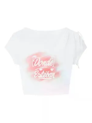 DONDE ESTEBAN Bazurto Spray Crop Top - White