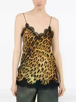 Roberto Cavalli Animal-print Silk Camisole