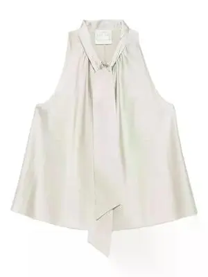 FORTE_FORTE Bow-tie Satin Top - Neutrals
