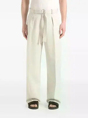 Manière De Voir Wide-leg Textured Belted Trousers - Neutrals