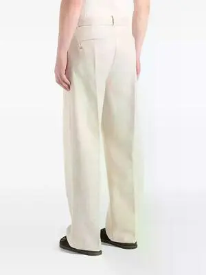 Manière De Voir Wide-leg Textured Belted Trousers - Neutrals