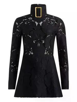 PATOU Buckle-collar Lace Mini Dress