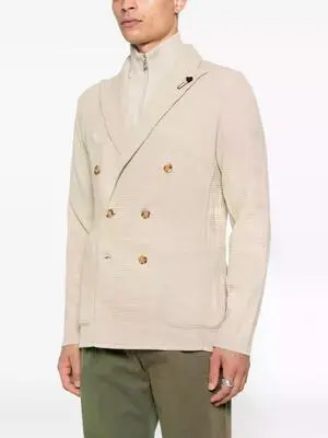 LARDINI Double-breasted Waffle-textured Jacket