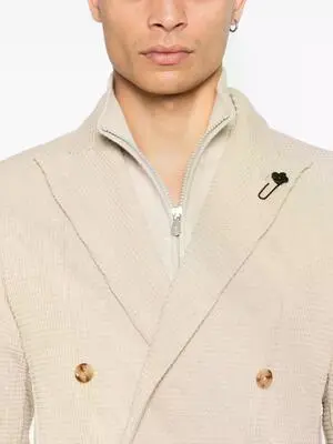 LARDINI Double-breasted Waffle-textured Jacket