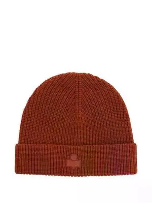 Isabel Marant Ribbed Beanie With Logo - Red