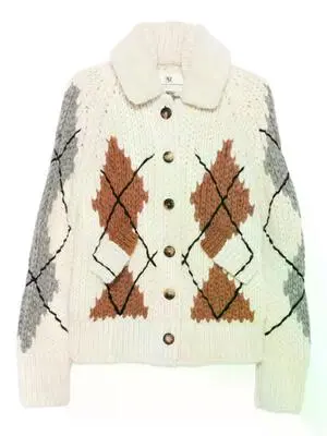Ermanno Scervino Shearling-collar Cardigan - Neutrals