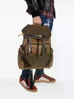 Dsquared2 Leather-trimmed Canvas Backpack