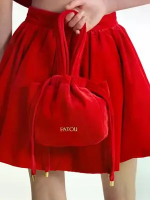 PATOU Evening Drawstring Velvet Bag - Red