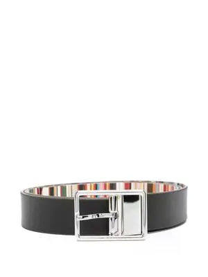 Paul Smith Striped-reversible Leather Belt - Black
