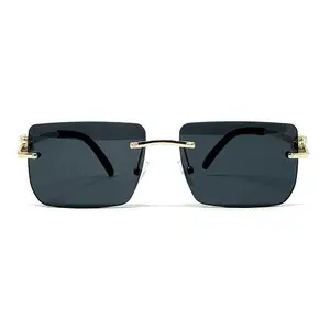 YOUZEY Rectangle Rimless Sunglasses - Black
