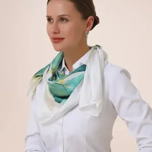YOUZEY Clover Green & White Lightweight Scarf