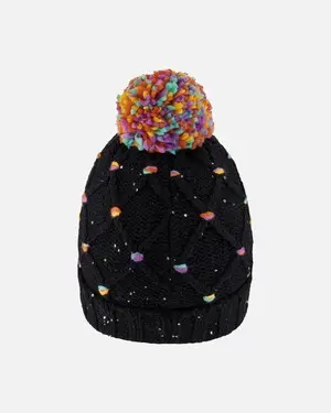 DEUX PAR DEUX Lined Knit Pompom Beanie