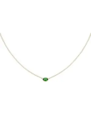 BEARFRUIT JEWELRY Sterling Silver 18k Plated Priscilla Emerald Necklace - Gold