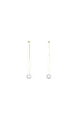 BEARFRUIT JEWELRY 14k Plated Dangled Pearl Earrings - Gold