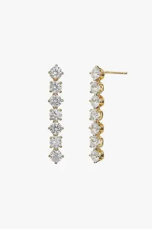 BEARFRUIT JEWELRY Sterling Silver 18k Plated Josephine Tennis Drop Earrings - Gold