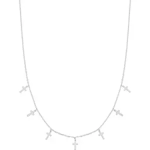 BEARFRUIT JEWELRY Sterling 18k Plated Brianna Cross Necklace - Silver