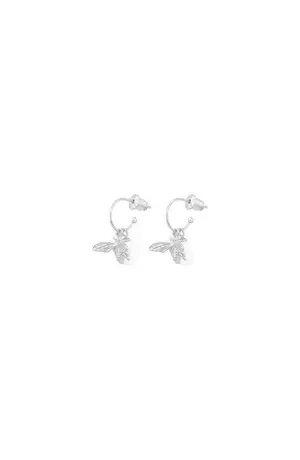 BEARFRUIT JEWELRY Sterling 18k Plated Bee Pearl Drop Earrings - Silver