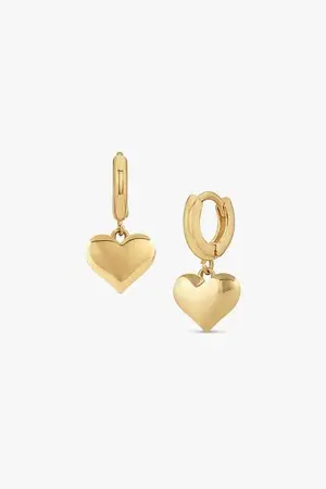BEARFRUIT JEWELRY 14k Plated Puffed Heart Huggie Earrings - Gold