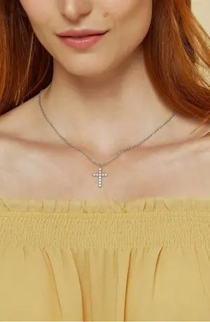 BEARFRUIT JEWELRY 14k Plated Wena Cross Pendant Necklace - Silver