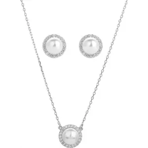 BEARFRUIT JEWELRY Sterling Eleanor Pearl Necklace & Stud Earrings Set - Silver