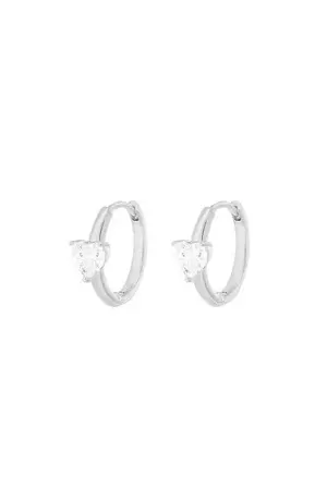 BEARFRUIT JEWELRY 18k Plated Crystal Huggie Earrings - Silver