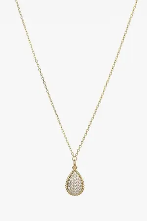 BEARFRUIT JEWELRY Sterling Silver Leah Crystal Teardrop Necklace - Gold