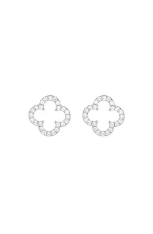 BEARFRUIT JEWELRY 18k Plated Aria Clover Stud Earrings - Silver