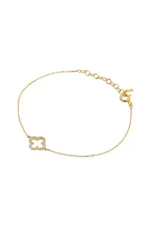 BEARFRUIT JEWELRY Sterling 18k Plated Aria Clover Charm Bracelet - Gold