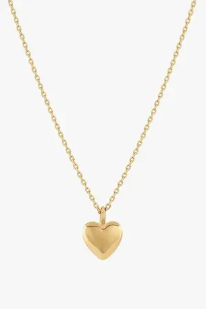 BEARFRUIT JEWELRY 14k Plated Puffed Heart Pendant Necklace - Gold