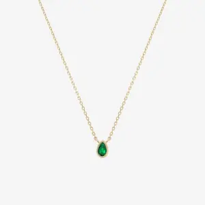 BEARFRUIT JEWELRY Sterling Silver 18k Plated Ivy Emerald Necklace - Gold