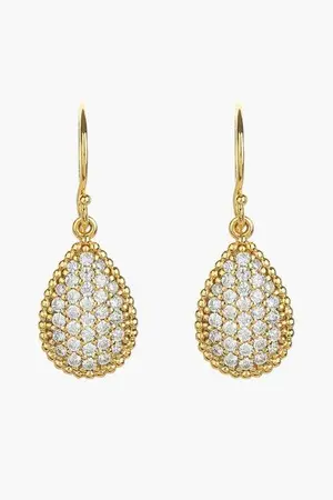 BEARFRUIT JEWELRY Sterling Silver Leah Crystal Teardrop Earrings - Gold