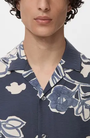 Mango Wrinkled Effect Floral Camp Shirt