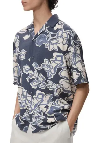 Mango Wrinkled Effect Floral Camp Shirt