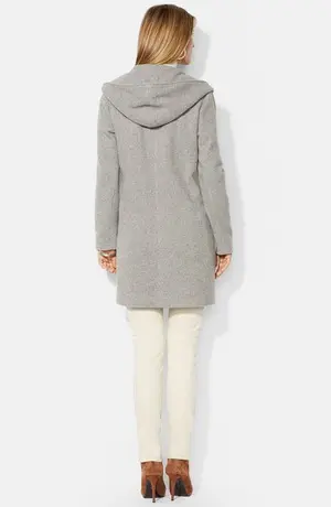 Ralph Lauren Hooded Drape Front Herringbone Coat