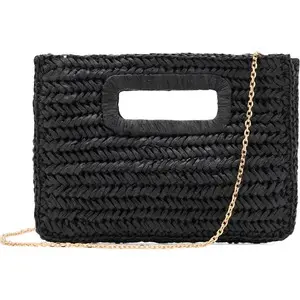 Mango Natural Fiber Clutch - Black