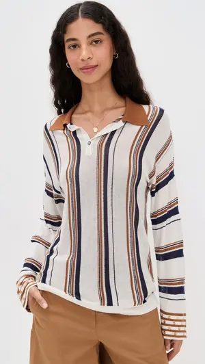 SIEDRES Striped Fine Knit Pullover