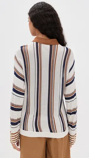 SIEDRES Striped Fine Knit Pullover