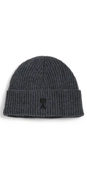 Ami Felted Beanie - Gris Chine/noir