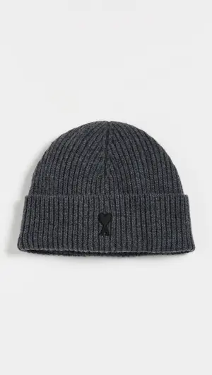 Ami Felted Beanie - Gris Chine/noir