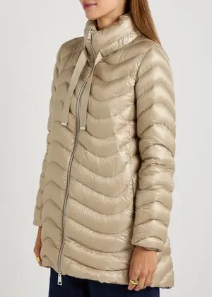 Herno Quilted Glossed Shell Jacket - Beige