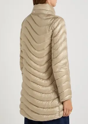 Herno Quilted Glossed Shell Jacket - Beige