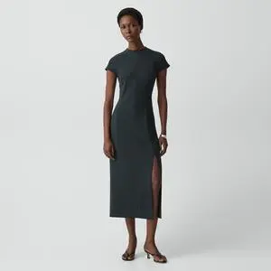 Theory Admiral Crepe Short-sleeve Midi Dress - Rich Green